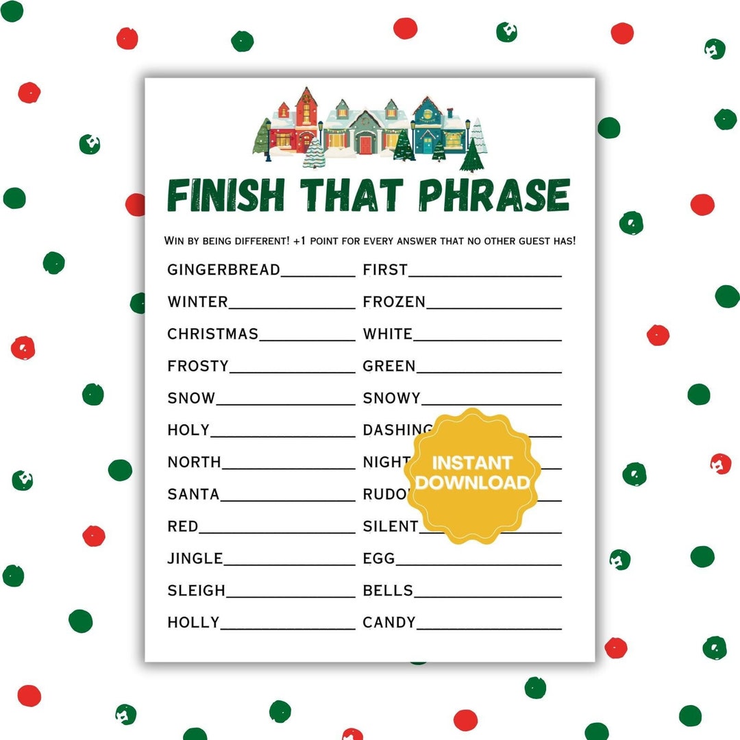 Christmas Finish That Phrase Game | Christmas Party Games | Christmas ...