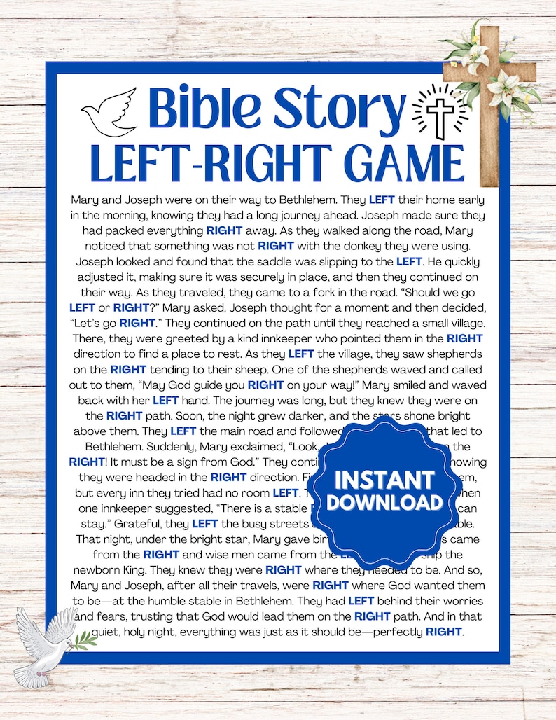 Bible Left Right Games - 5 Stories L Sunday School Church Games L Left ...