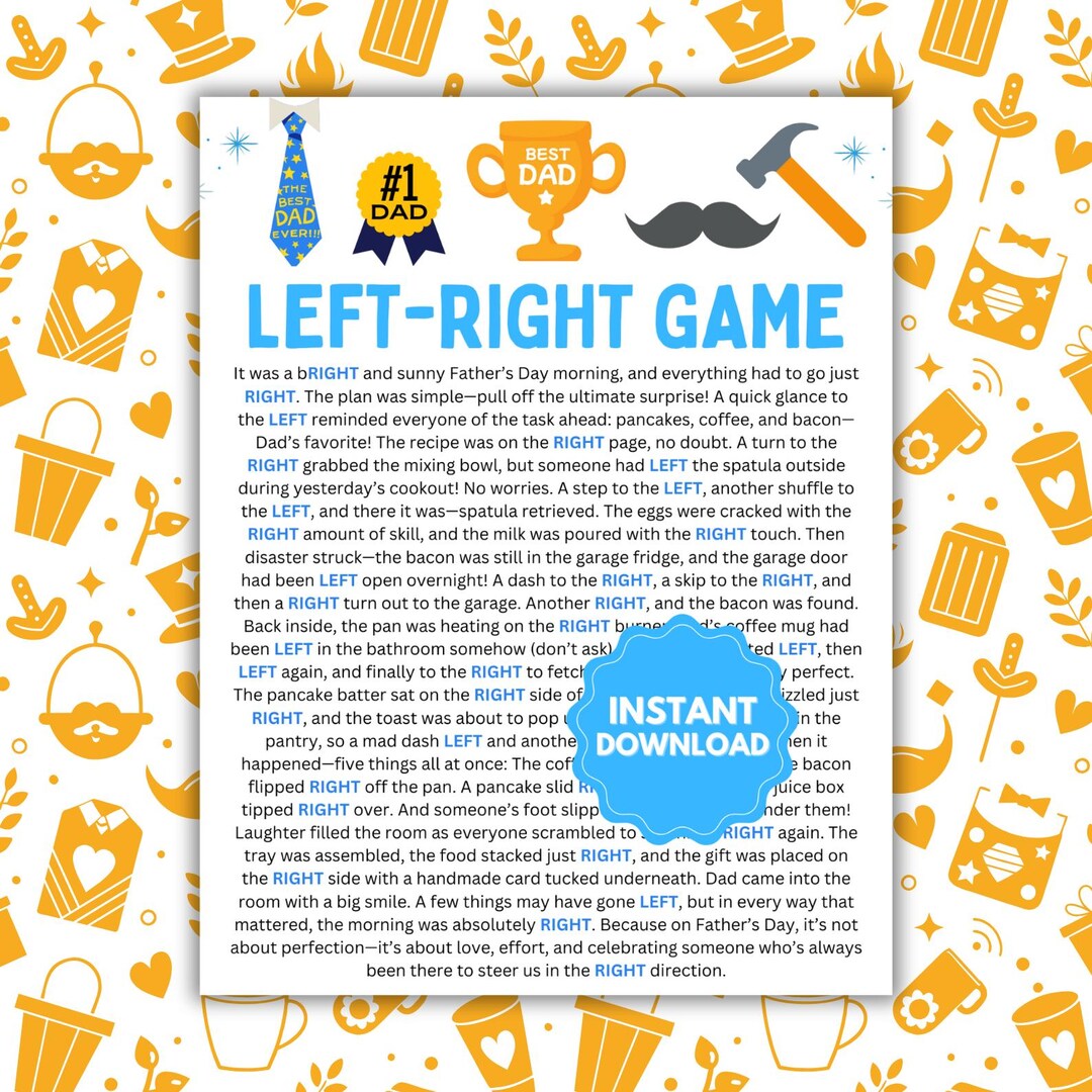 Father's Day Left-right Game | Fun Father's Day Games | Left-right ...