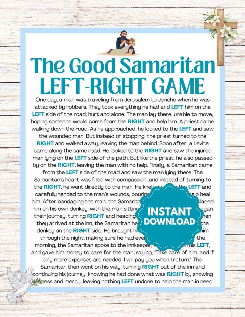 Bible Left Right Game L the Good Samaritan Story L Sunday School Church ...