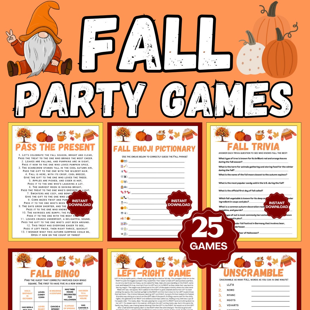 25 Fall Party Games | Printable Fall-themed Games | Autumn Games ...