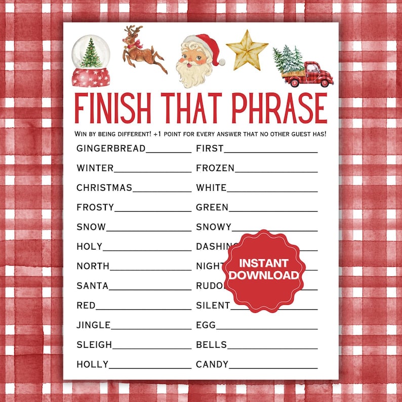Christmas Finish That Phrase Game | Christmas Party Game | Christmas ...