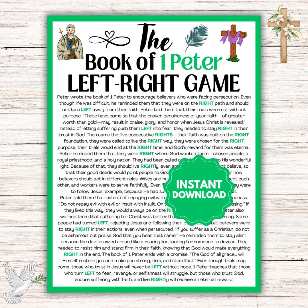 1 Peter Bible Game L Bible Left-right Game L Sunday School Church Games ...