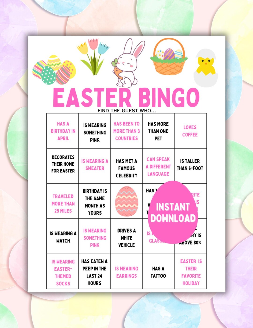 Easter Bingo Game | Fun Easter Games | Easter Find the Guest Bingo ...