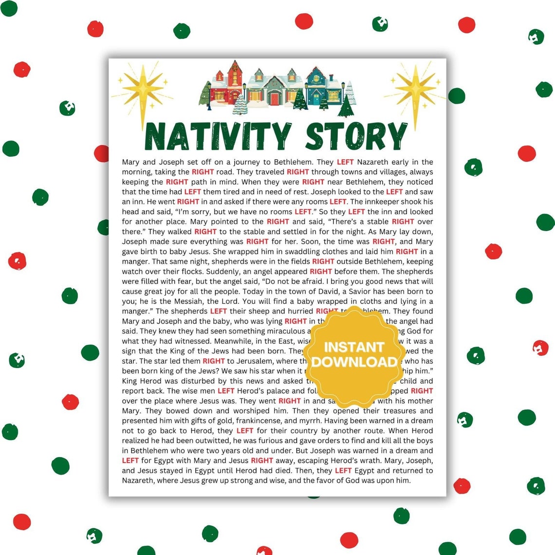 Nativity Left-right Game Christmas Party Games Christmas Left Right ...