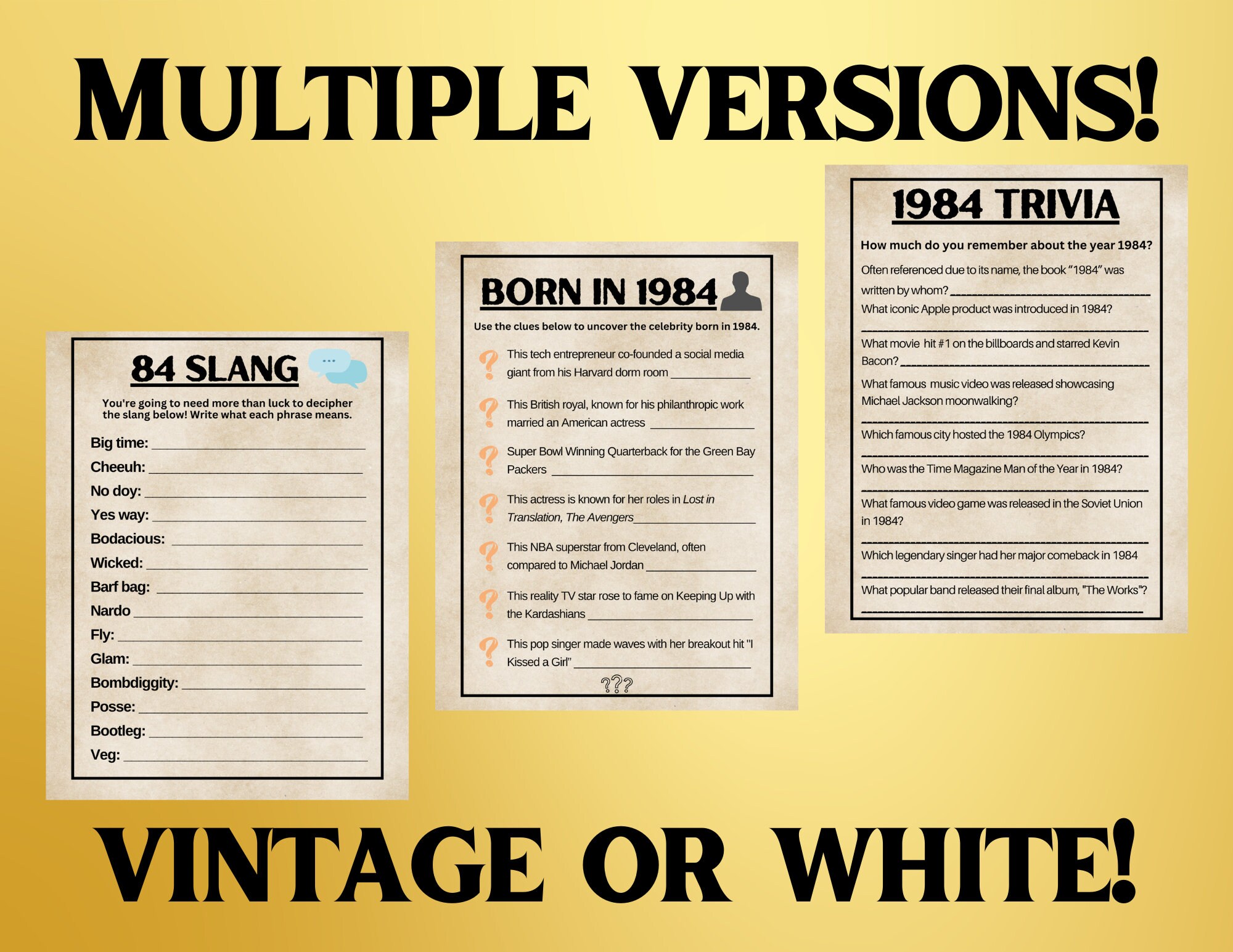 Born in 1984 Games 40th Birthday Party Games Born in 1984 40th Birthday ...