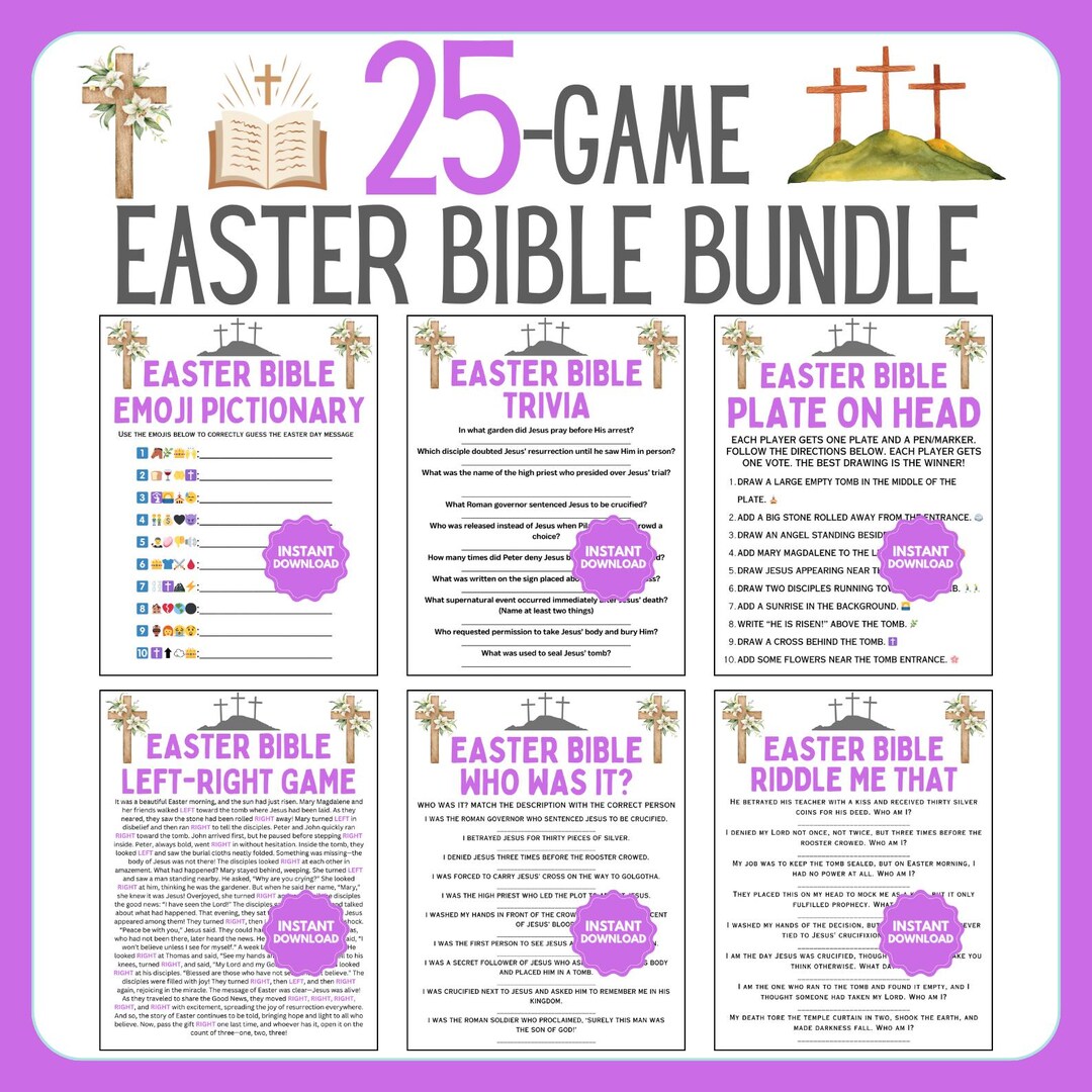 25 Easter Bible Games Easter Game Bundle Printable Easter Church Games ...