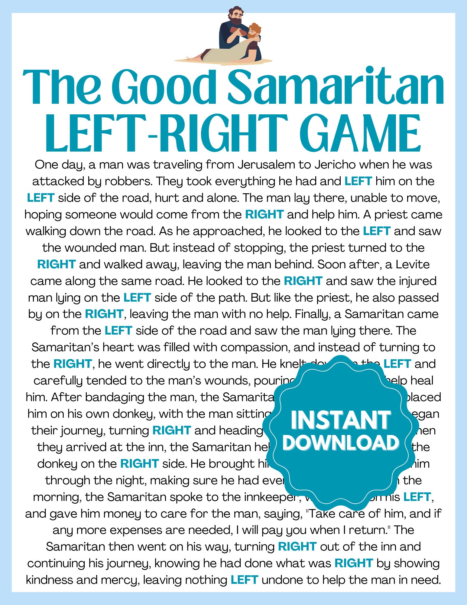 Bible Left Right Game L the Good Samaritan Story L Sunday School Church ...