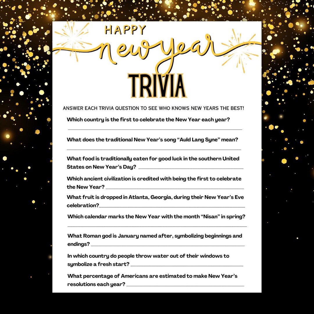 New Year's Trivia New Year's Party Games New Year's Eve Games New Year ...