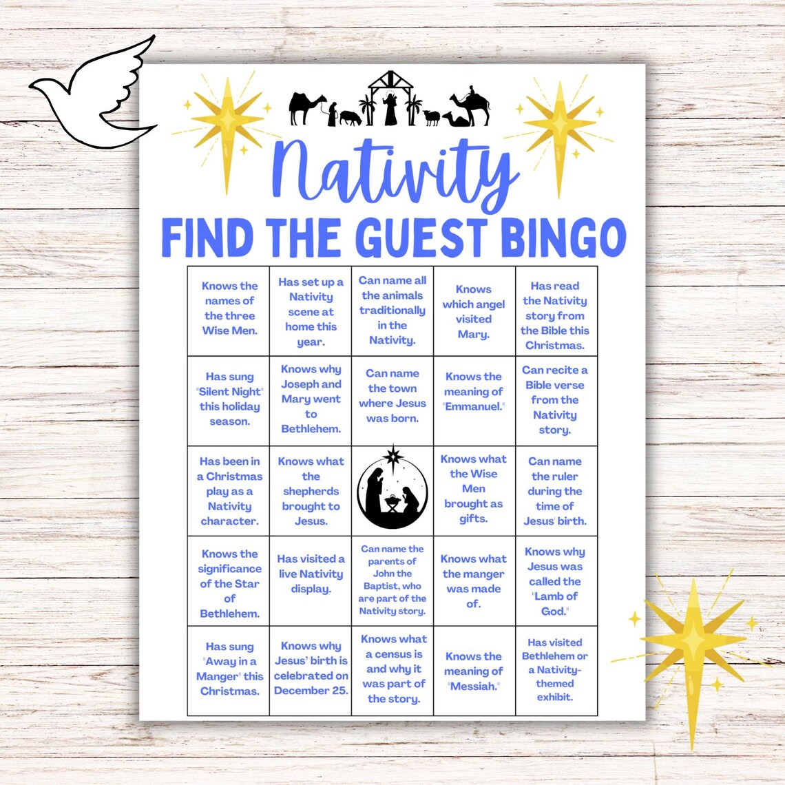 Bible Find the Guest Bingo | Nativity Bingo | Christmas Bible Games ...