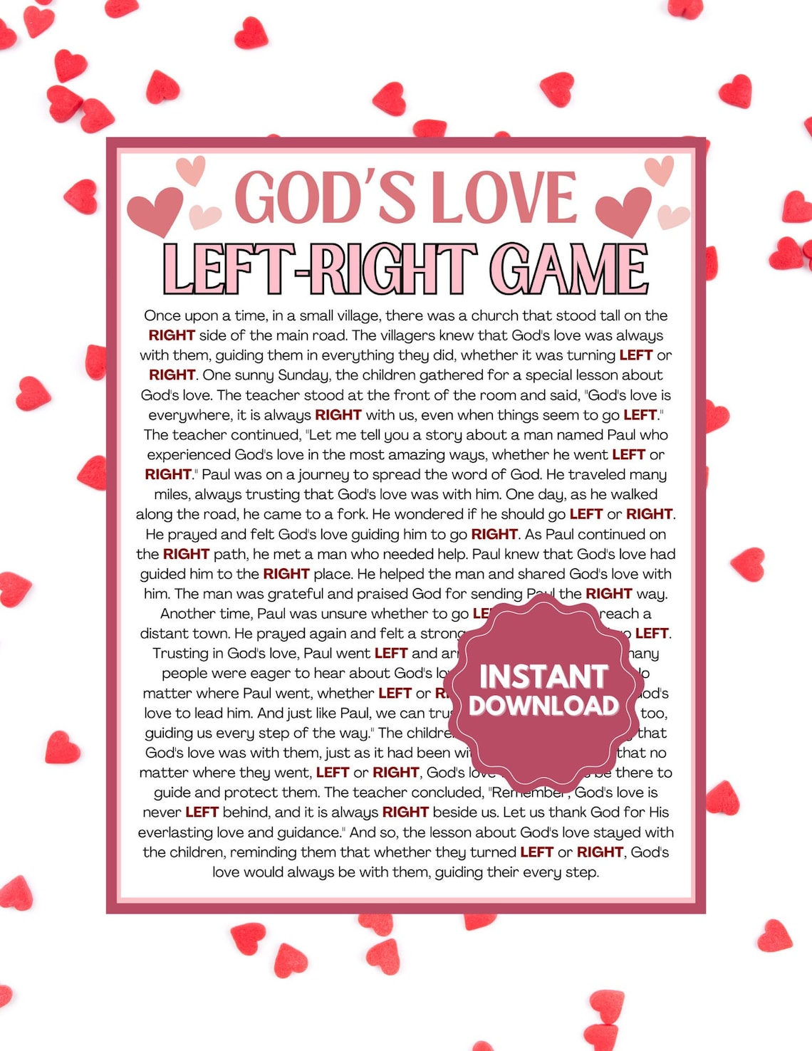 God's Love Left Right Game L Sunday School Games L Left-right Bible ...