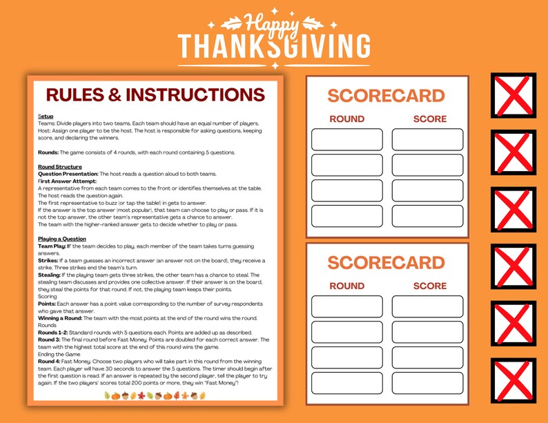 Thanksgiving Friendly Feud Game | Thanksgiving Party Games ...