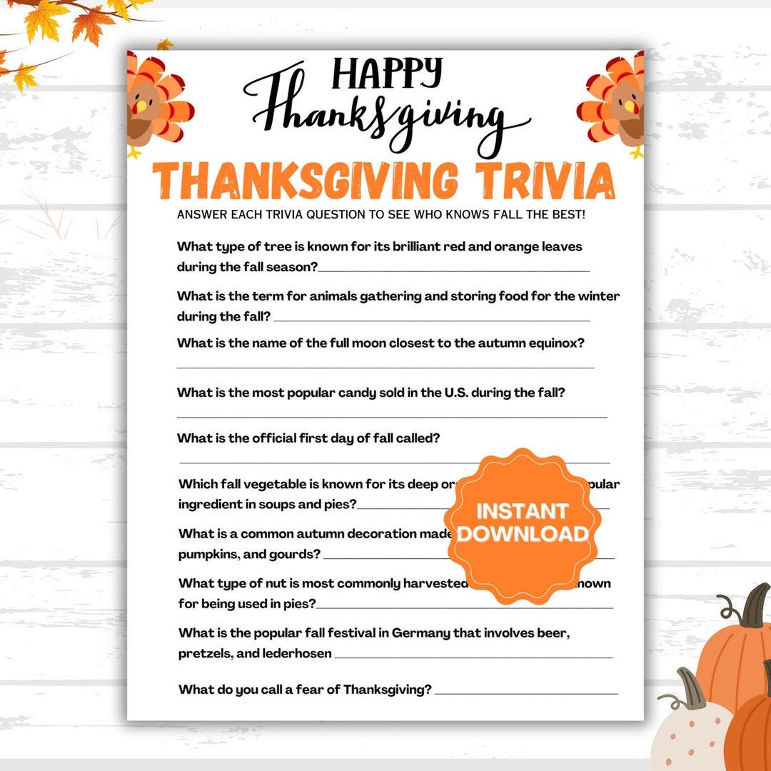 Thanksgiving Trivia | Thanksgiving Party Games | Thanksgiving Trivia ...