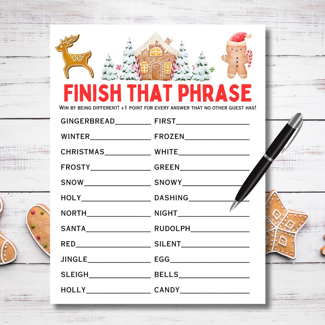 Christmas Finish That Phrase Game Christmas Games Christmas Phrase Game ...