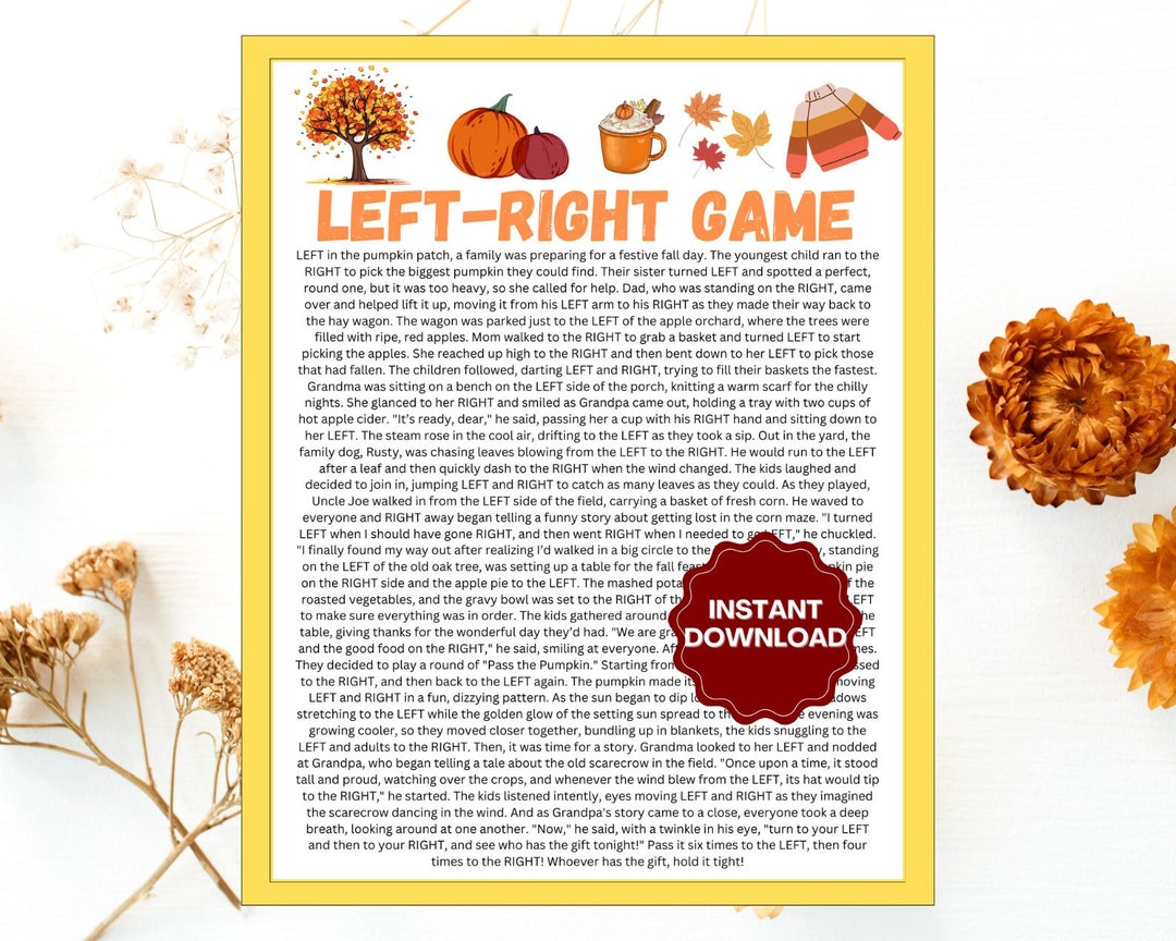 Fall Left-right Game L Printable Fall Left-right L Printable Fall Games ...