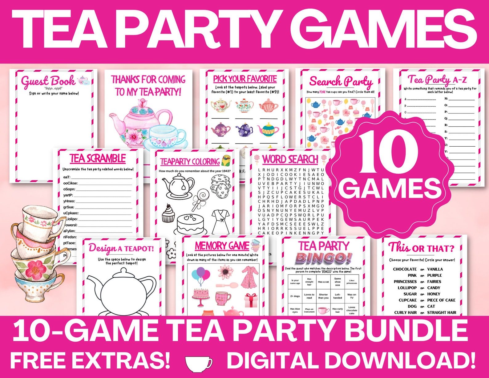Tea Party Games | Tea Party Birthday Party Games | Tea Party for Girls ...