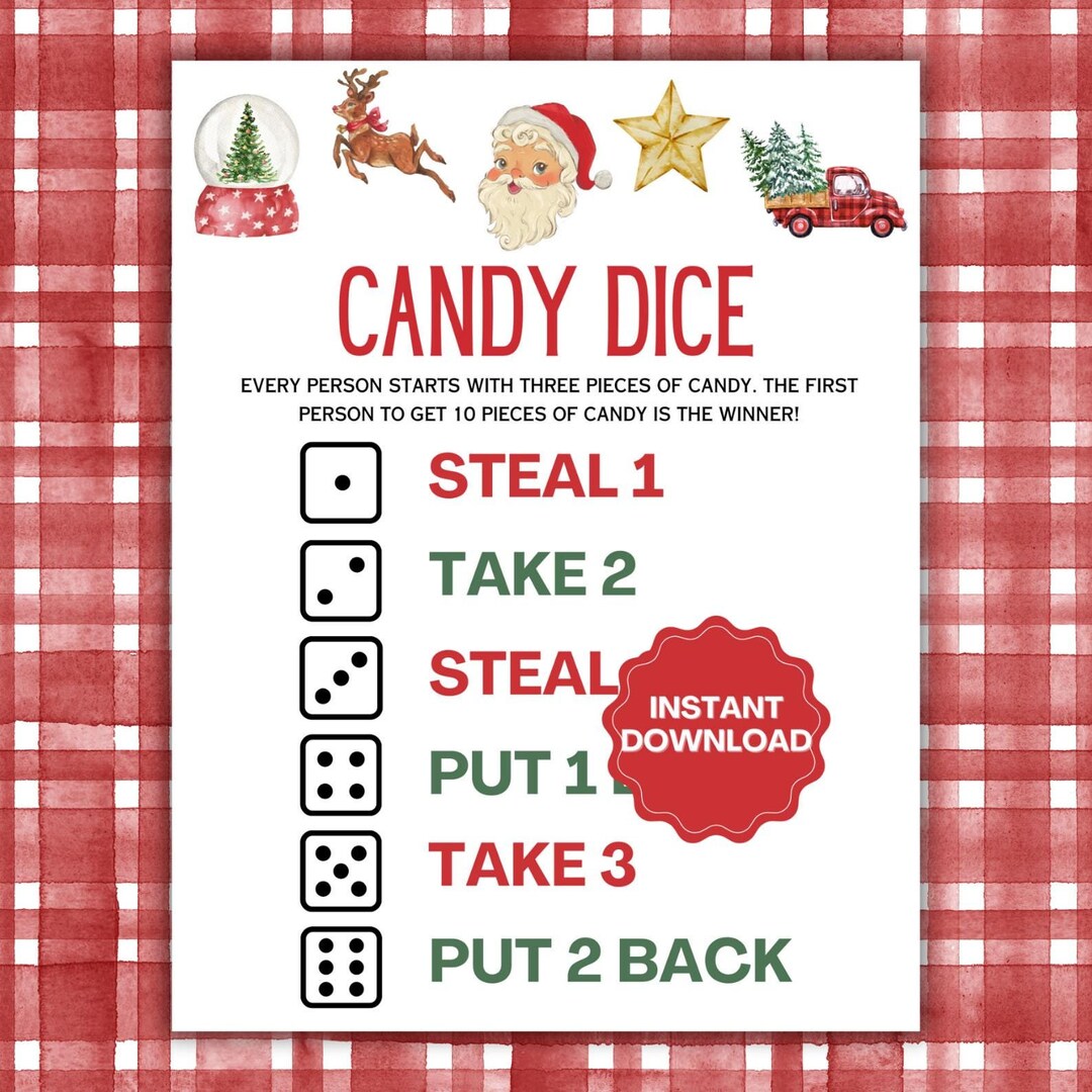 Christmas Candy Dice Game | Christmas Dice Game | Christmas Dice Roll ...