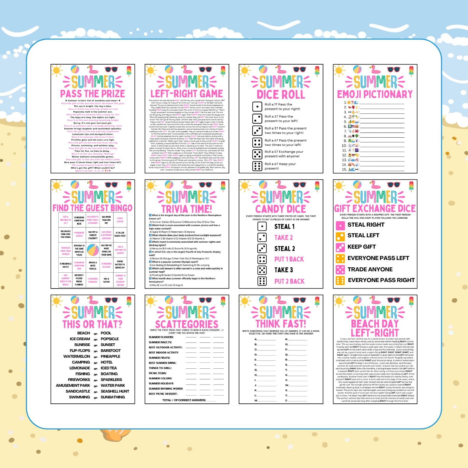Summer Game Bundle | 35 Summer Party Games | Printable Summer Games ...