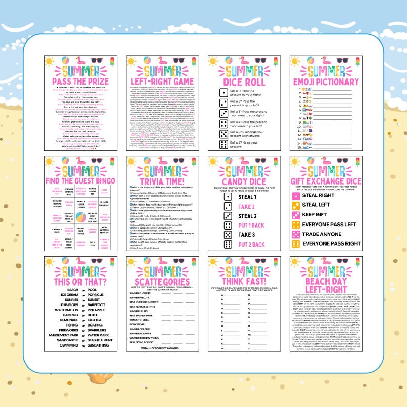 Summer Game Bundle | 35 Summer Party Games | Printable Summer Games ...