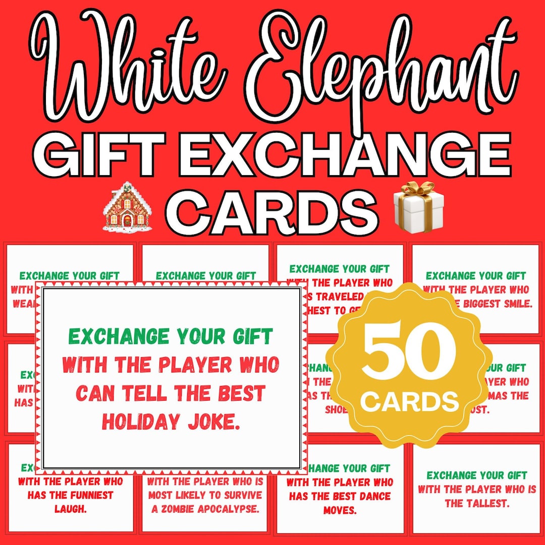 White Elephant Game | Christmas White Elephant Cards | Christmas Gift ...