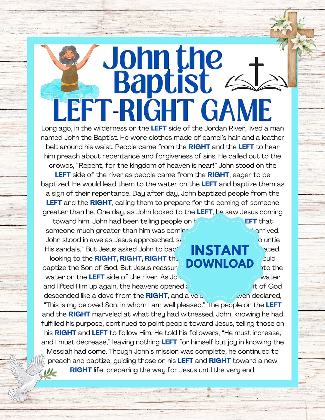 Bible Left-right Game L John the Baptist Story Game L Sunday School ...