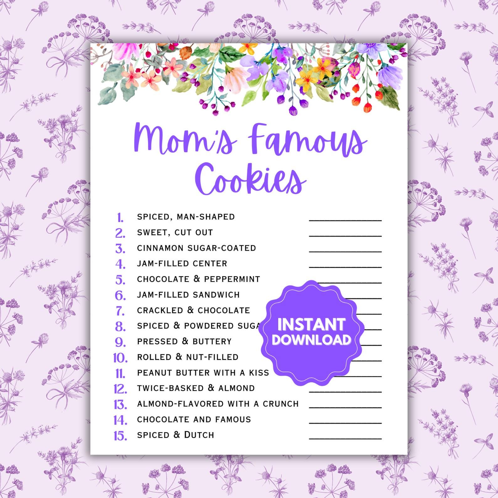 Mom's Famous Cookies Trivia | Fun Mother's Day Games | Family Mother's ...