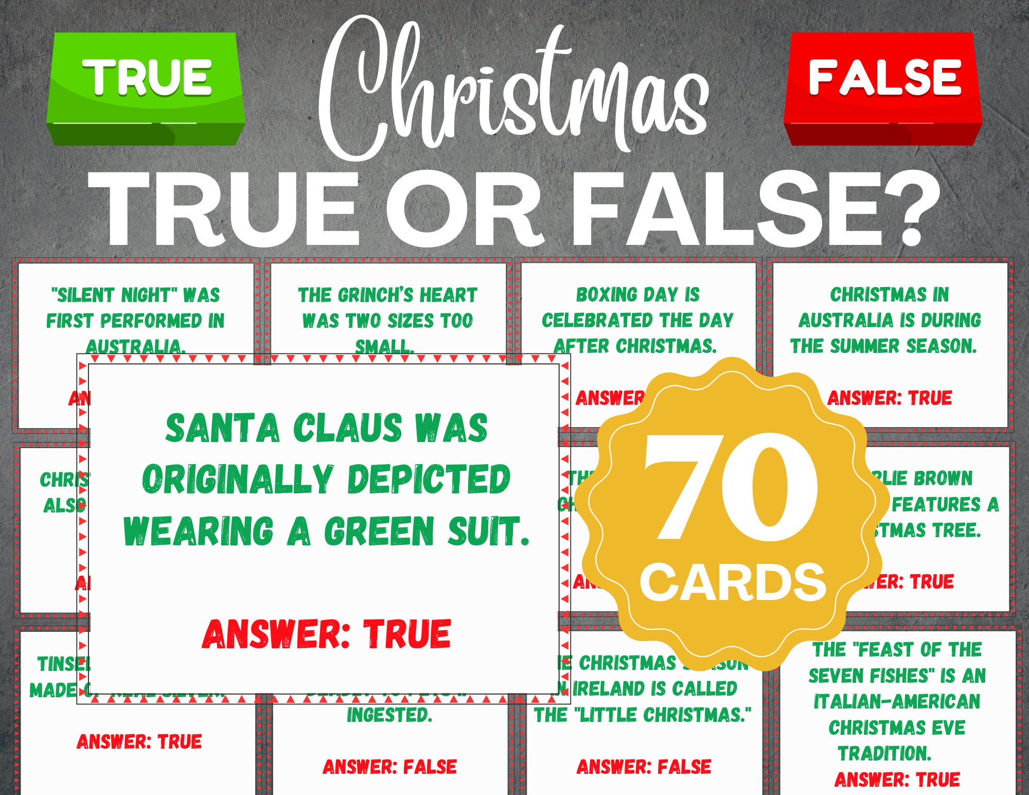 Christmas Trivia Games | True or False Printable Game | Christmas Party ...