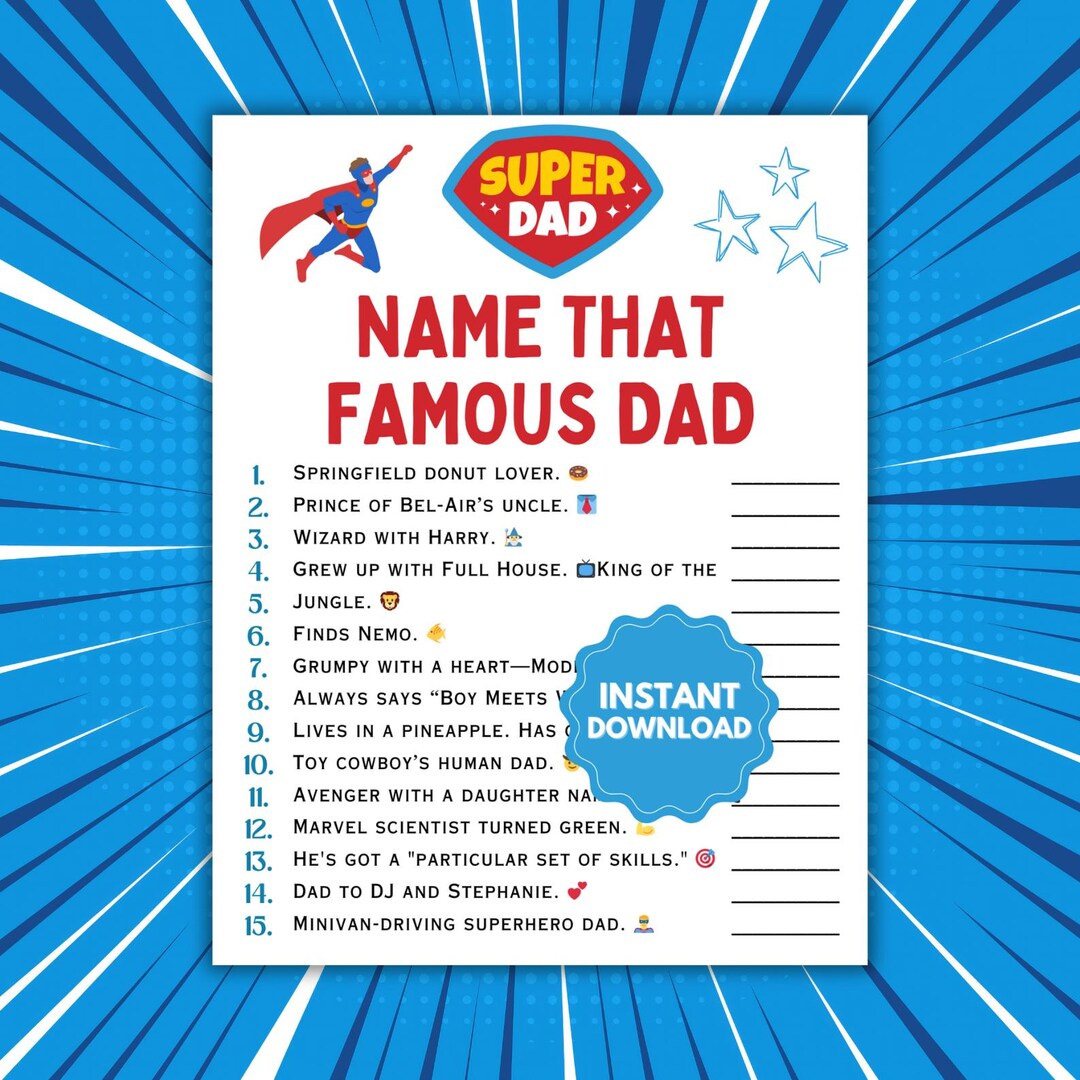 Super Dad Father's Day Trivia | Fun Father's Day Games | Dad Trivia ...