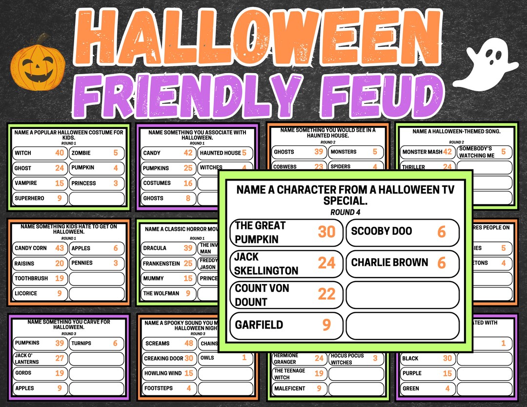 Halloween Friendly Feud Game | Halloween Party Games | Halloween Trivia ...