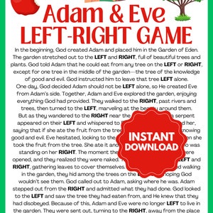 Bible Left-right Game L Adam and Eve Story Game L Sunday School Church ...
