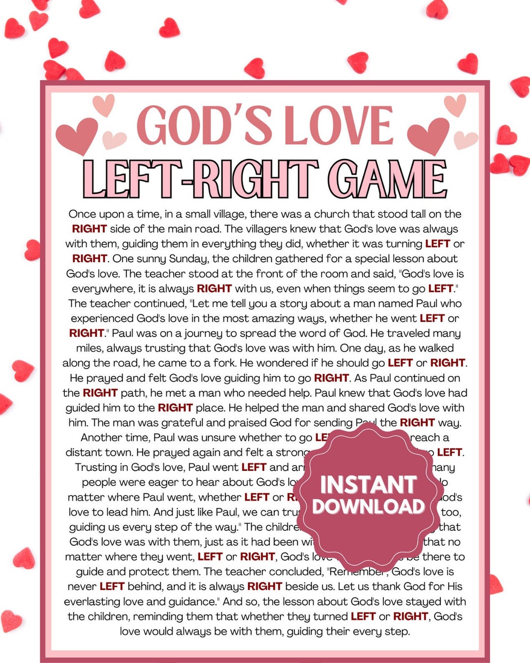 God's Love Left Right Game L Sunday School Games L Left-right Bible ...