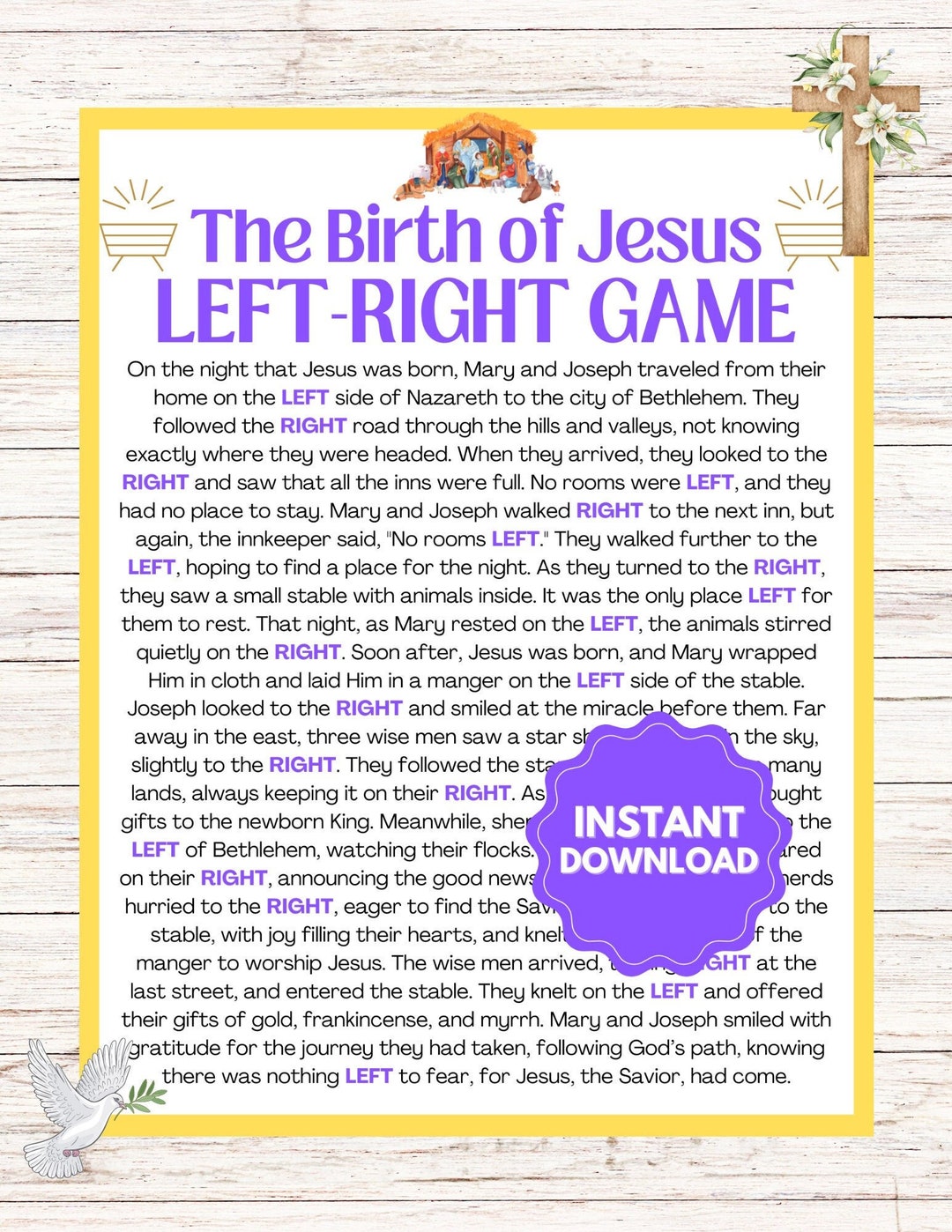 Bible Left-right Game L Birth of Jesus Game L Sunday School Church ...