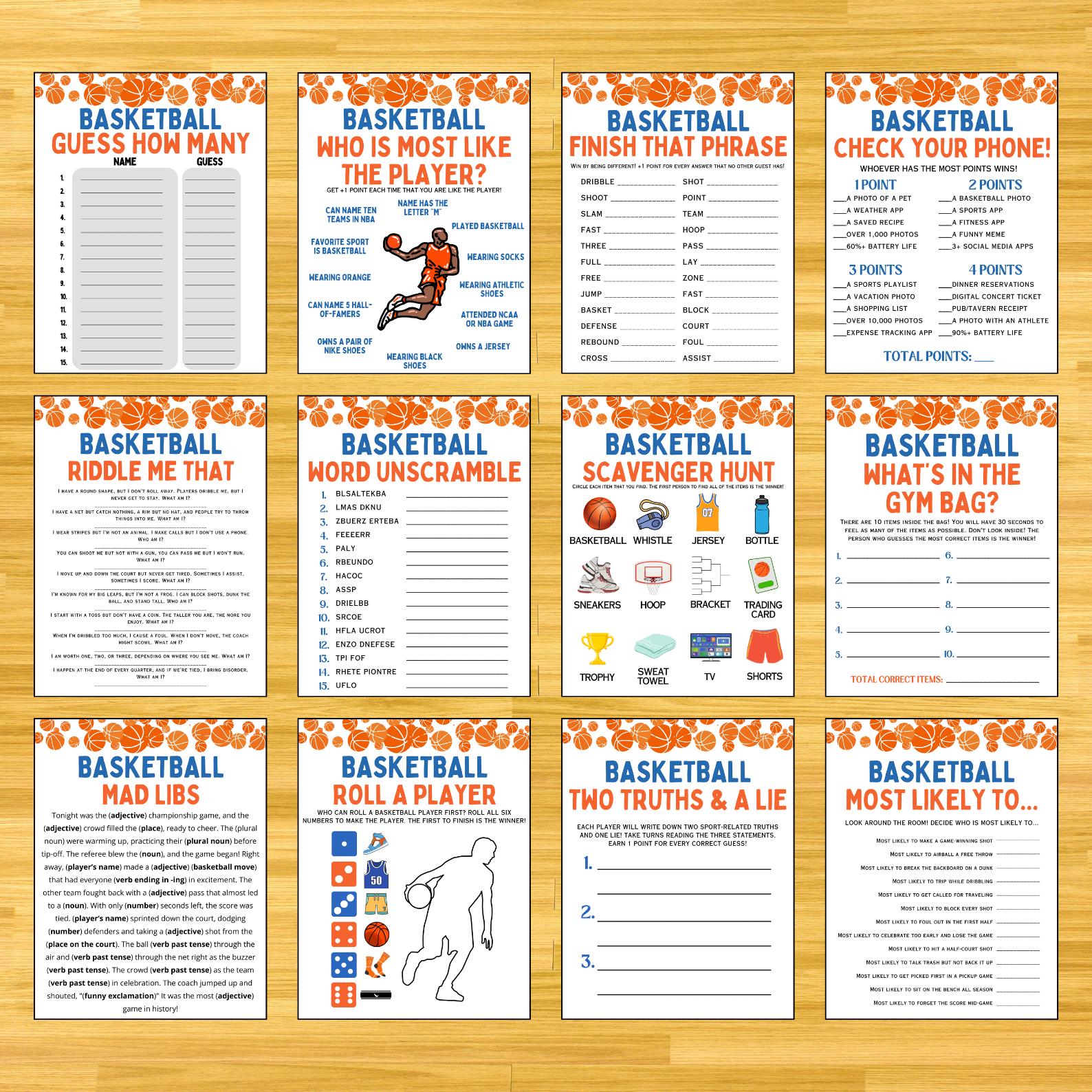 Basketball Game Bundle | 30 Basketball Party Games | Basketball Games ...