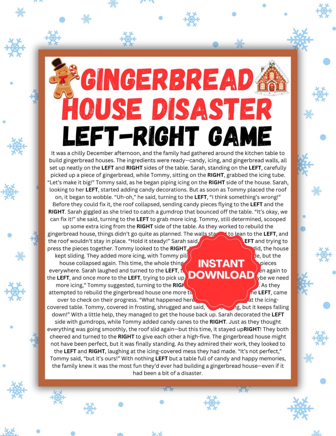 Left Right Christmas Game | Gingerbread House Game | Left Right ...