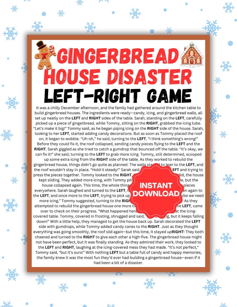 Left Right Christmas Game | Gingerbread House Game | Left Right ...