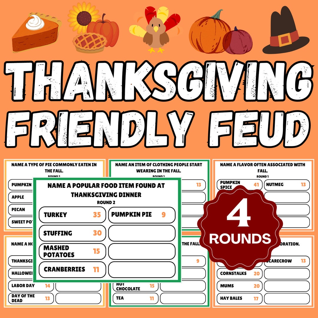 Thanksgiving Friendly Feud | Thanksgiving Party Games | Thanksgiving ...