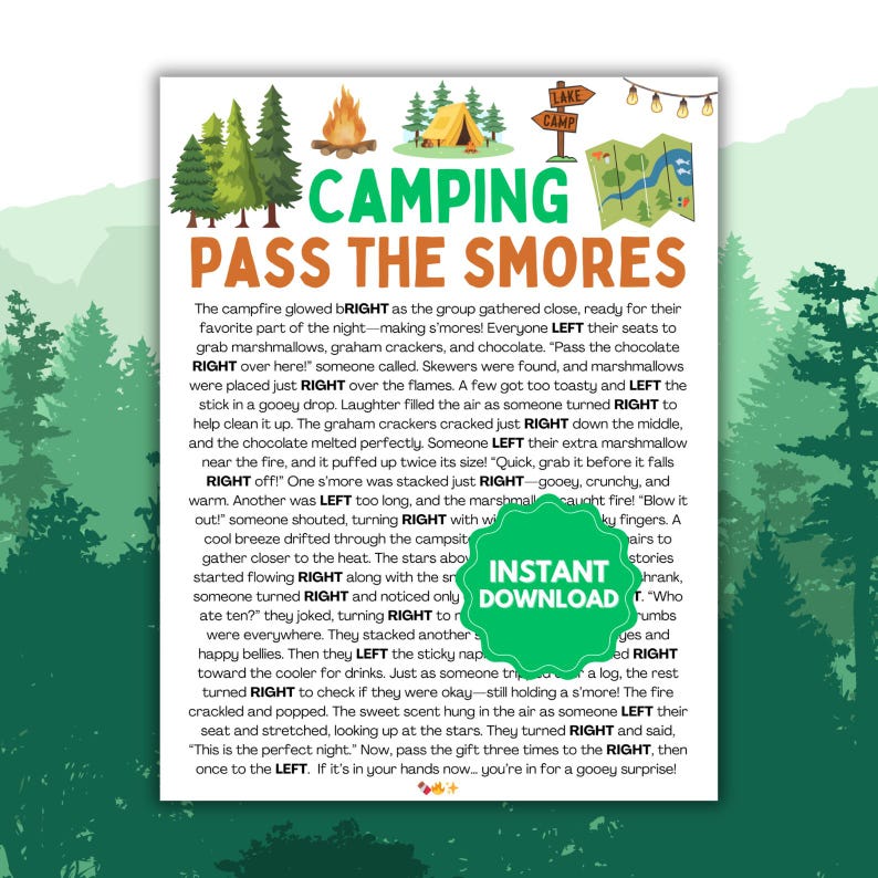 Pass the Smores Camping Game | Camping Left-right Game | Campfire Games ...