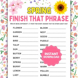 Spring Finish That Phrase | Spring Phrases Game | Spring Party Games ...