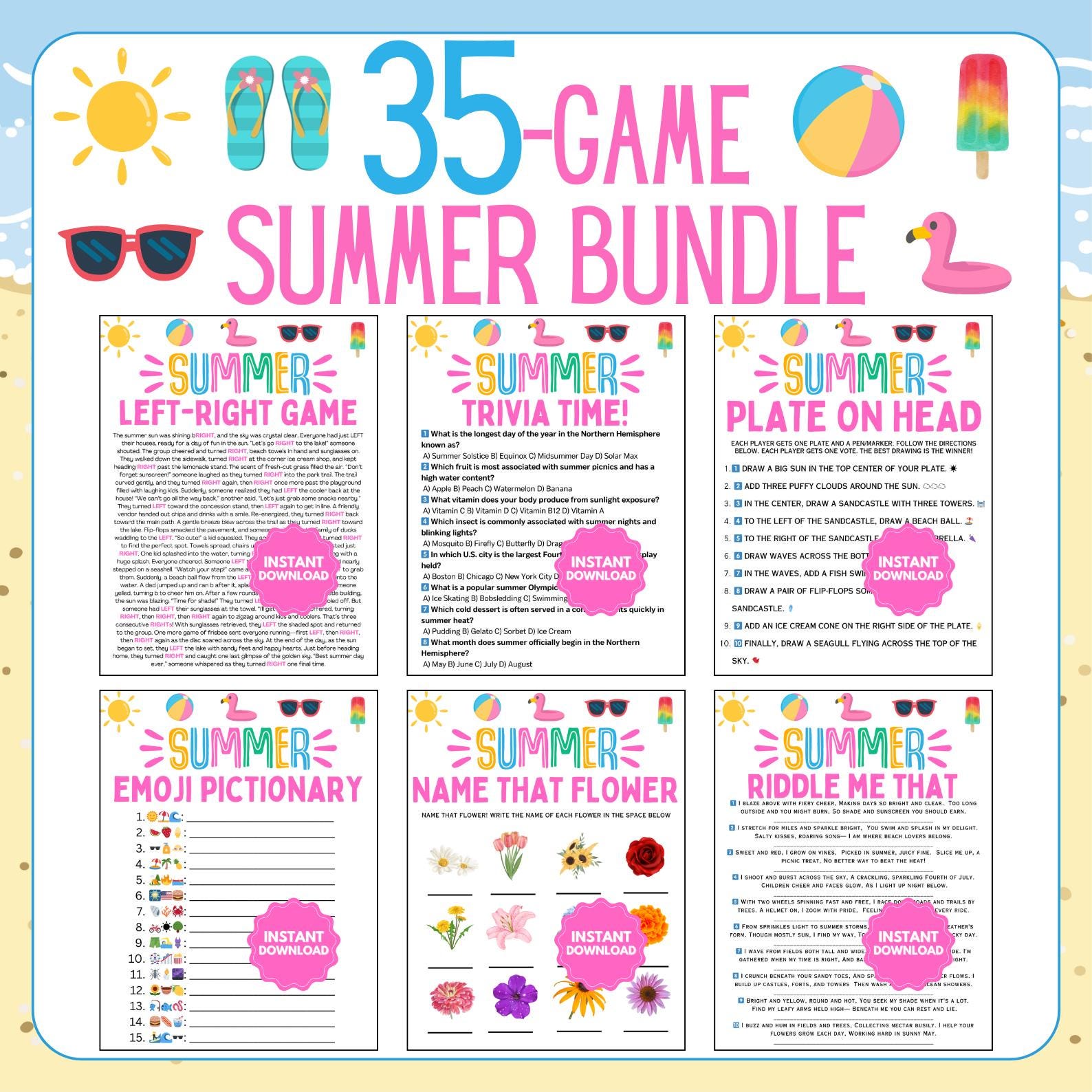 Summer Game Bundle | 35 Summer Party Games | Printable Summer Games ...