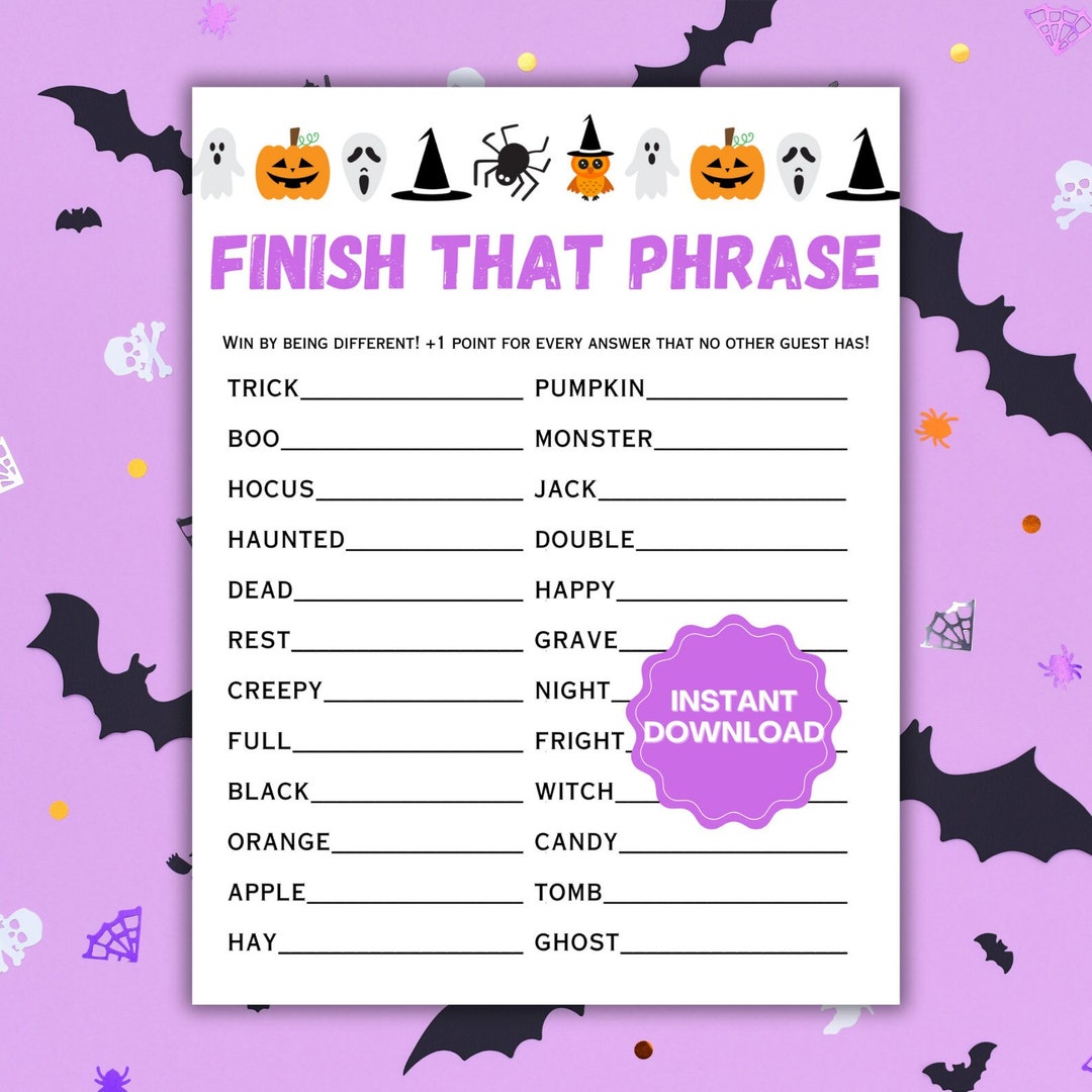 Halloween Finish That Phrase | Halloween Party Games | Fun Halloween ...