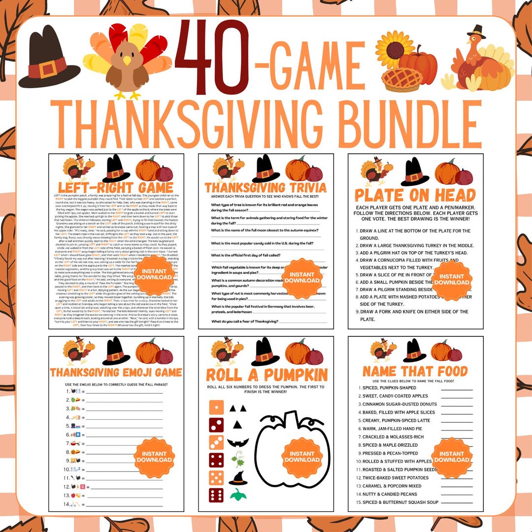 Thanksgiving Party Game Bundle | Thanksgiving Party Games ...