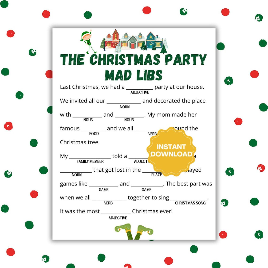 Christmas Mad Libs Game Christmas Party Games Holiday Mad Libs ...