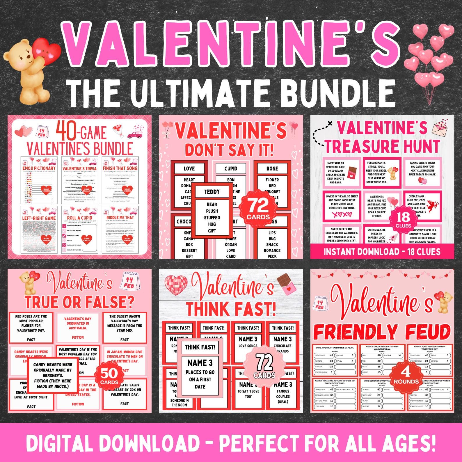 Ultimate Valentine's Games BUNDLE | Printable Valentine's Party Games ...