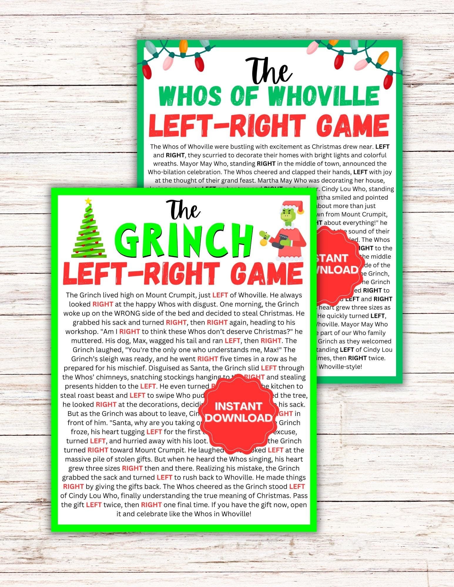 The Grinch Christmas Bundle | Christmas Party Games | Left Right ...