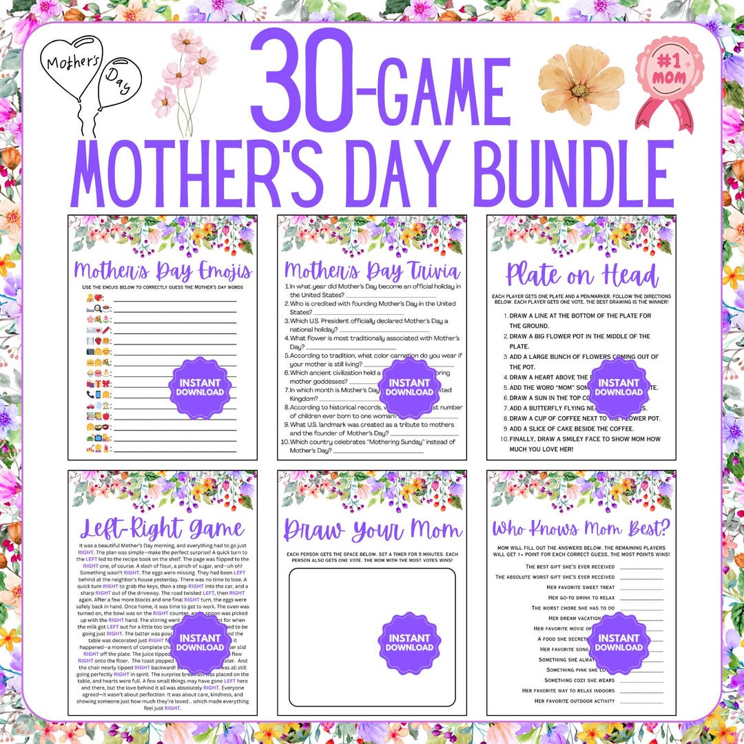 Mother's Day Game Bundle | 30 Mother's Day Games | Printable Mother's ...