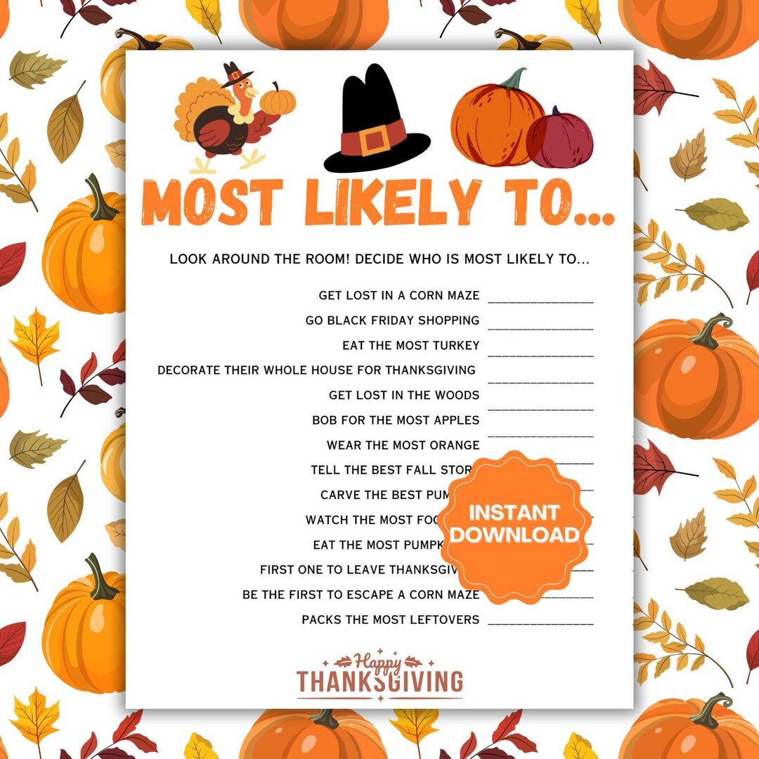 Funny Thanksgiving Games | Thanksgiving Party Games | Printable ...