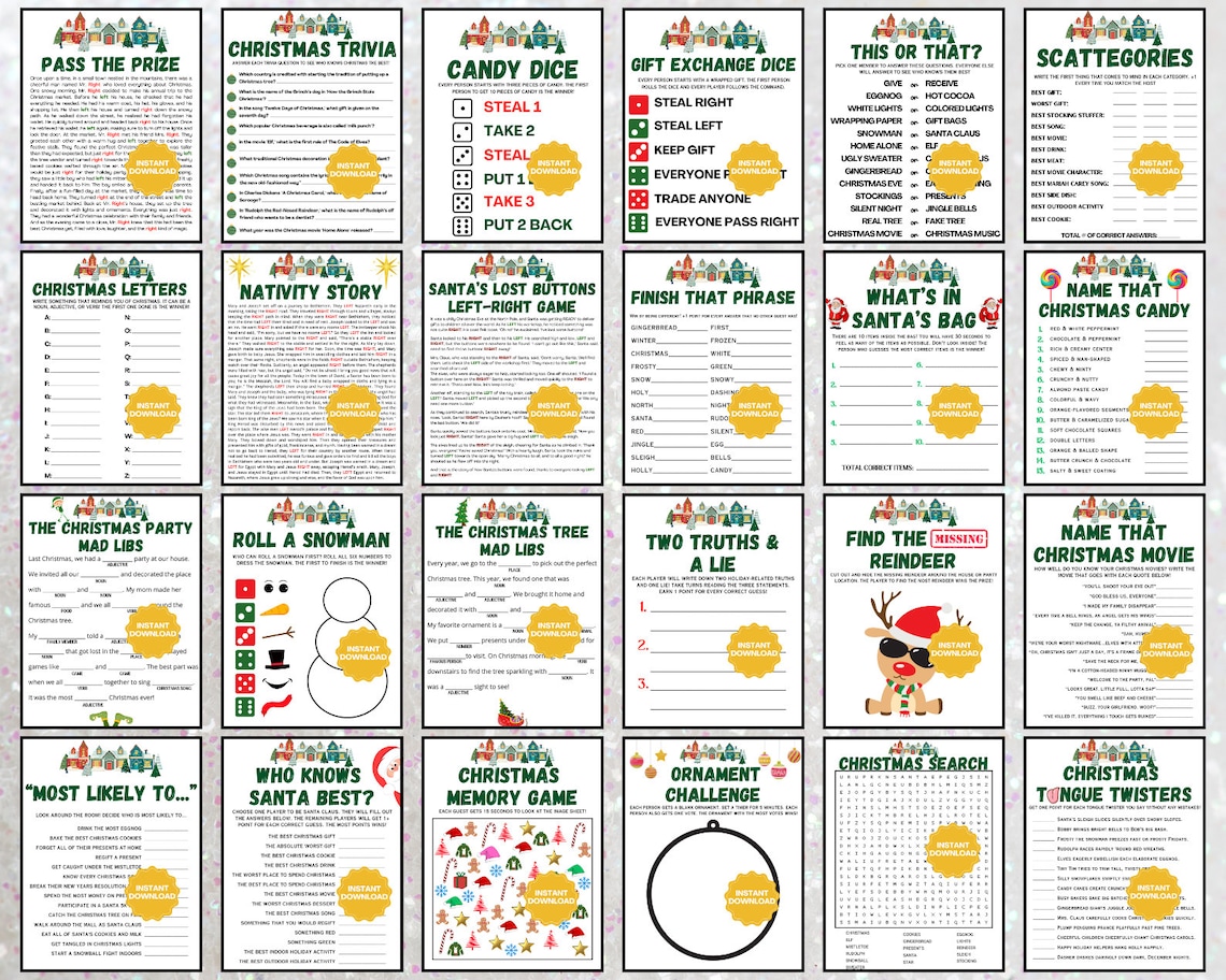 Christmas Games BUNDLE | 50 Christmas Party Games | Fun Christmas Game ...
