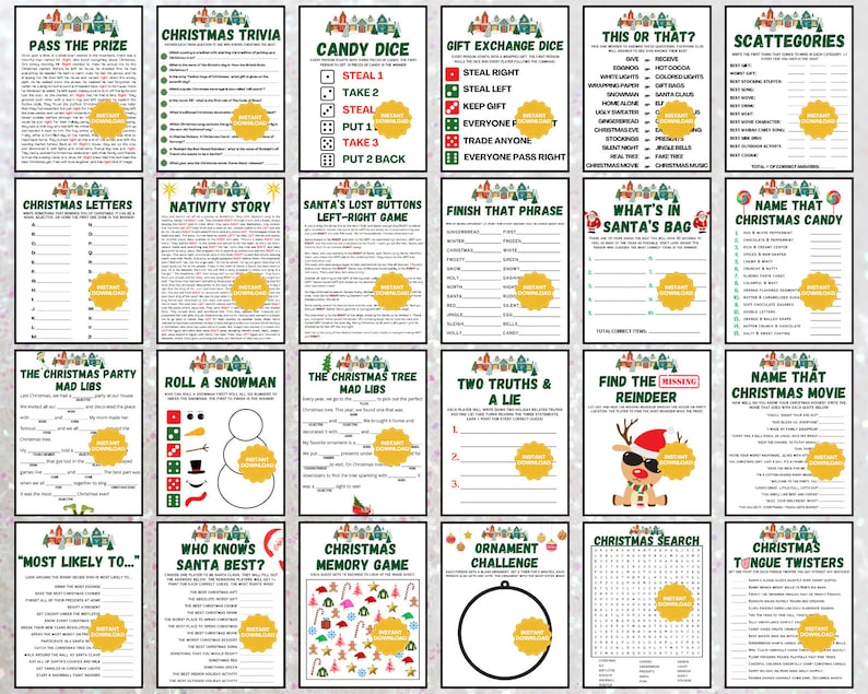 Christmas Games BUNDLE | 50 Christmas Party Games | Fun Christmas Game ...