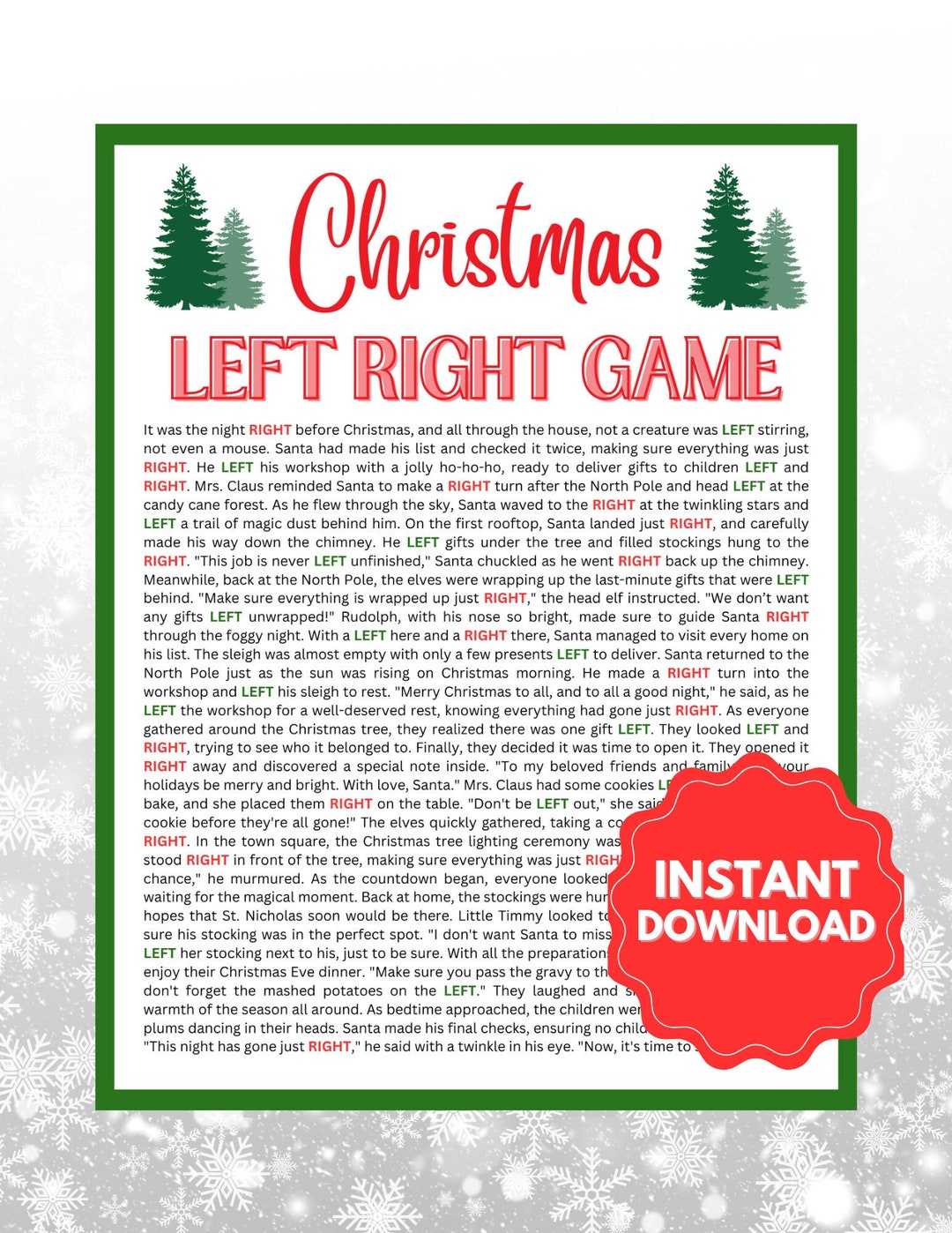 Left Right Christmas Game | Left Right Game | Left Right Christmas ...