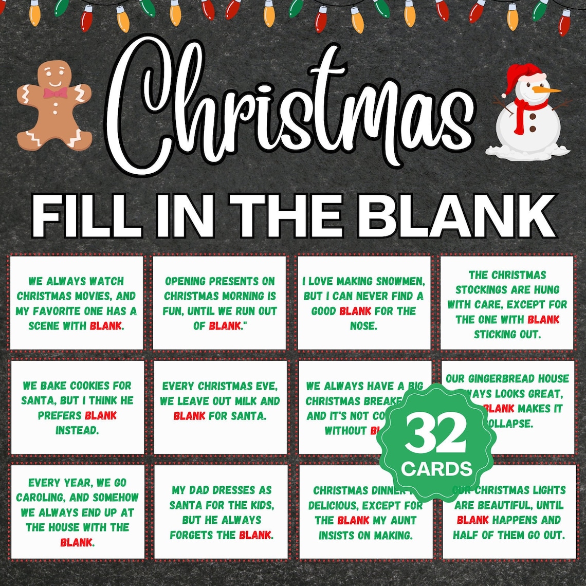 Christmas Trivia | Fill in the Blank Christmas Game | Printable Fill in ...